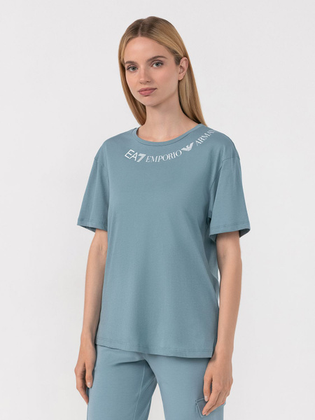 Футболка EA7, размер 44, 46, цвет темно-зеленый, светло-серый, хлопок 100% - купить по выгодной ...