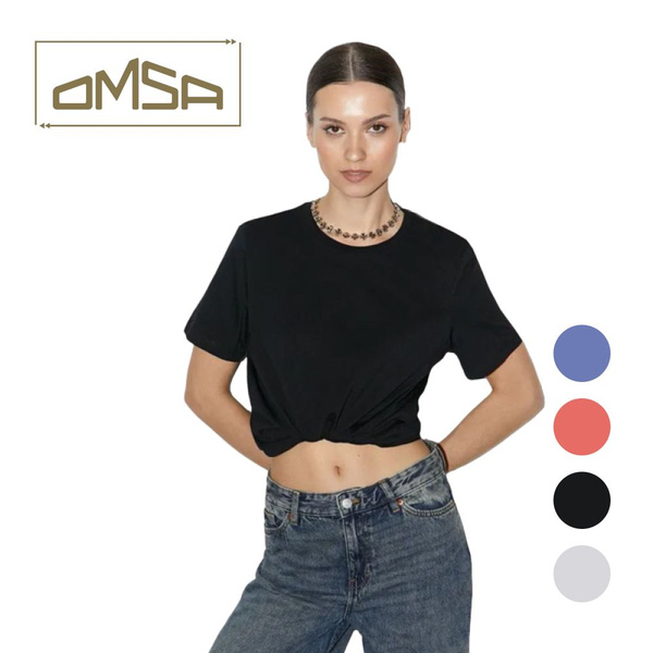 Футболка Omsa, размер 44, цвет черный, 100% хлопок - купить по выгодной цене в интернет-магазине ...