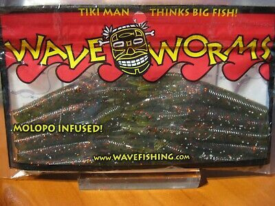 Силиконовая приманка Wave Worms Tiki-Grub 3.5", Watermelon Red, 14шт ...