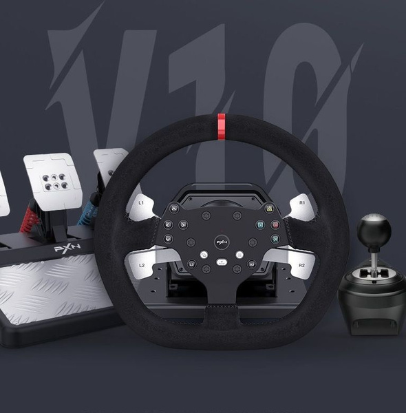 Игровой руль с педалями PXN V10 Gaming Racing Wheel Black для PC/PS4 ...