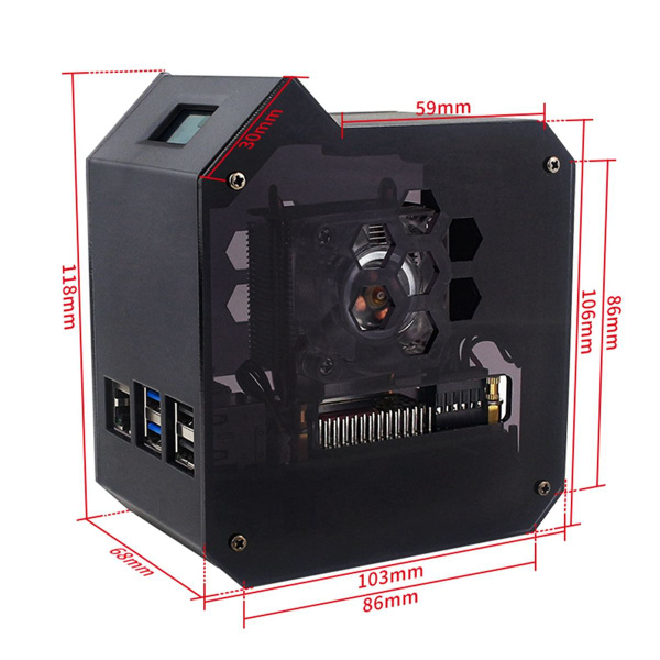 Для 5 ABS Mini Tower Case Kit Copper Tube Ice Fan PWM JST RGB LED для ...