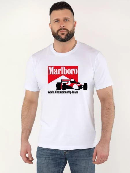 Футболка Marlboro, размер 48, цвет белый, 100% хлопок - купить по ...
