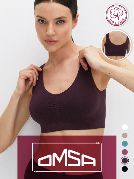 Кроп-топ Женский Omsa фиолетовый, размер 48 Бретельки Повседневный Китай облегающий Без застежки ...