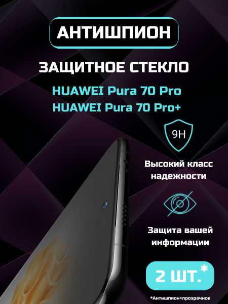 Защитное стекло (2 в коробке) Антишпион + противоударное прозрачное 10D ...