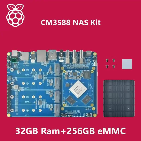 FriendlyELEC CM3588 Набор NAS 2.5G Rockchip Demon Board 4xPCIe3.0 4K / 8K SDK Набор 4 NVMe HDMI ...