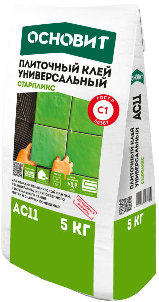 Плиточный клей универсальный ОСНОВИТ СТАРПЛИКС AC11 (5 кг) - купить с ...
