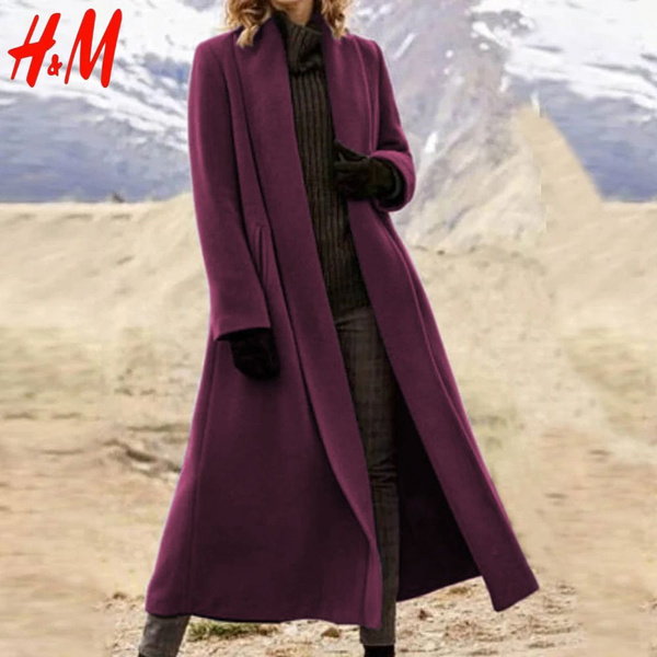 Пальто Женский H&M Воротник, Карманы пурпурный лацканы Полиэстер ...