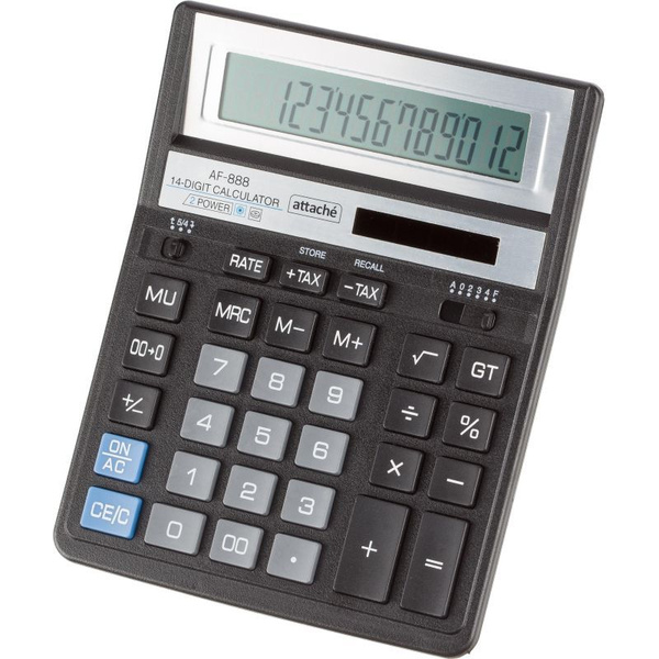 Калькулятор настоль. ПОЛНОРАЗМ. Attache AF-888.14р. дв. пит.204x158мм ...
