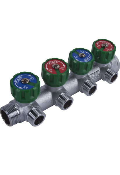 Коллектор регулирующий 3/4" ВР-НР 4 выхода на 1/2" НР плоское ...