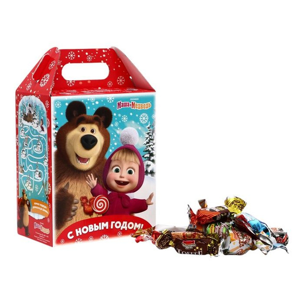 Новогодний подарок, сладкий, детский Маша и Медведь, конфеты, 1000 г ...