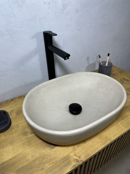 Раковина накладная для ванной из бетона SIMI PERLA Светло-серый ...