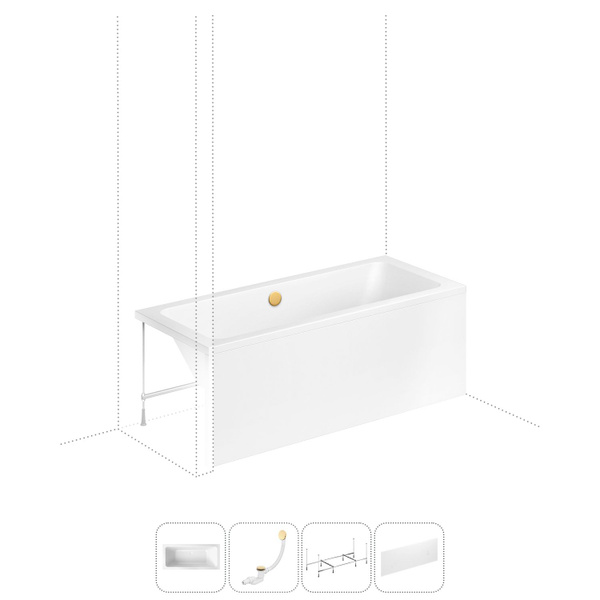 Акриловая ванна 180x80 с каркасом и экраном Lavinia Boho Pure 202011257 ...