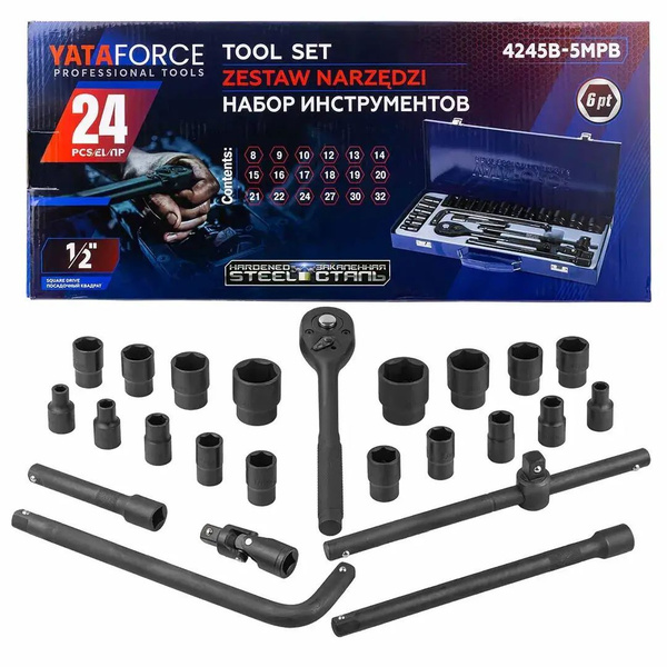 Набор инструментов 24пр. 1/2''(6гр.)(8-32мм) YATAFORCE YF-4245B-5MPB ...