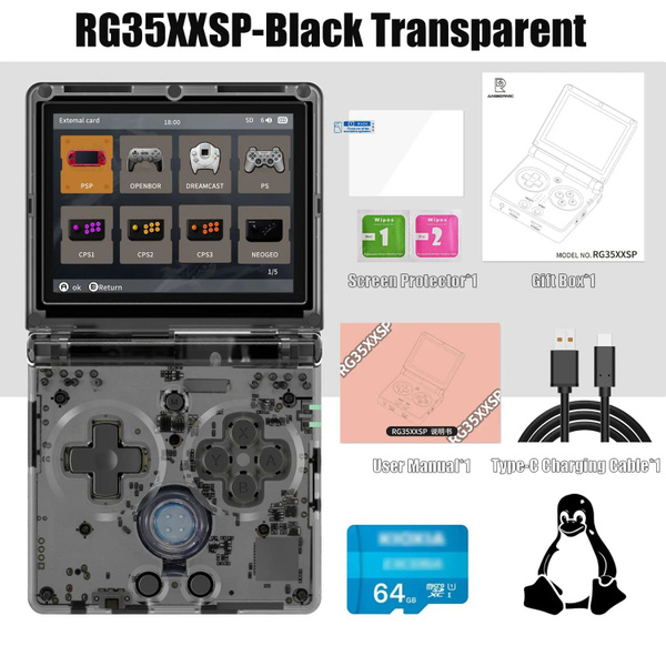 ANBERNIC RG35XXSP Складные портативные игровые приставки для видеоигр ...