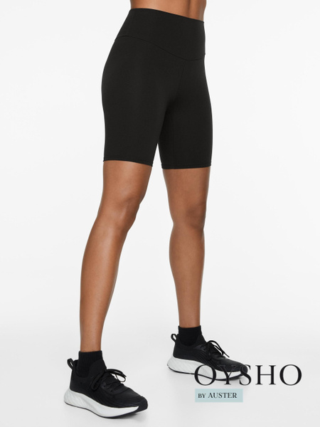 Велосипедки Женский Oysho Спортивный черный, размер 40, 42 Полиамид, Эластан Без застежки ...