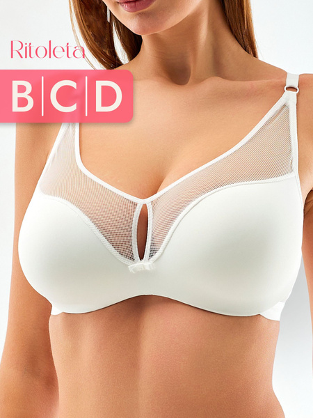 Бюстгальтер Женский Ritoleta без косточек, пуш-ап, размер 85B белый Полиамид, Полиуретан ...