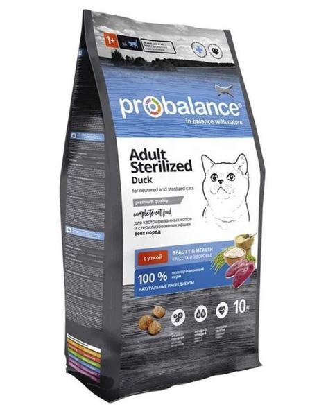 ProBalance Sterilized Duck Сухой корм для стерилизованных кошек и кастрированных котов с уткой ...