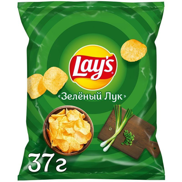 Чипсы картофельные Lays со вкусом молодого зеленого лука, 37г купить на ...