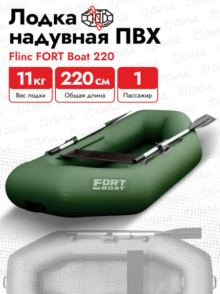 Лодка надувная ПВХ FORT boat 220, оливковый купить на OZON по низкой ...
