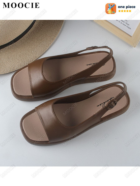 Босоножки Женский MOOCIE коричневый Без каблука Искусственная кожа, размер 38, 39 Толстая ...
