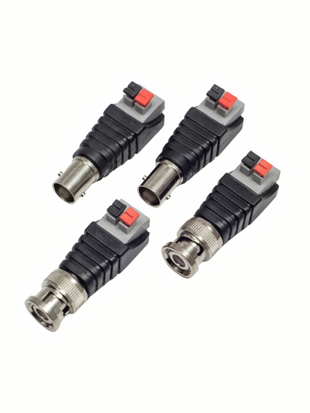 2 пары (4 штуки) BNC коннектор с быстрозажимной колодкой для камер видеонаблюдения штекер ("папа ...