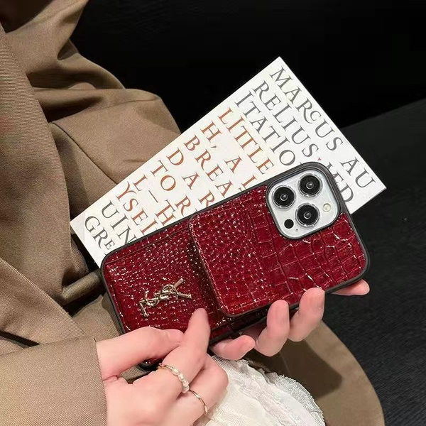 YSL Croco Case для iPhone 14 Эксклюзивный дизайн с крокодиловым ...