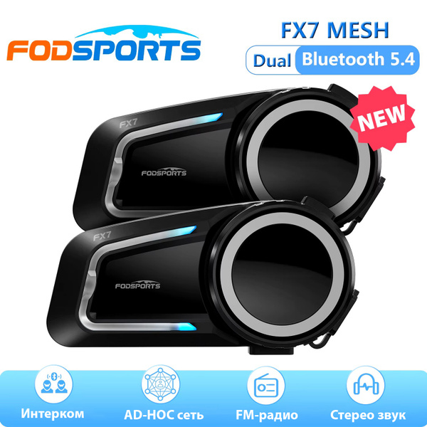 Мотогарнитура Fodsports FX7 Mesh комплект из 2х штук BT 5.4 с ...