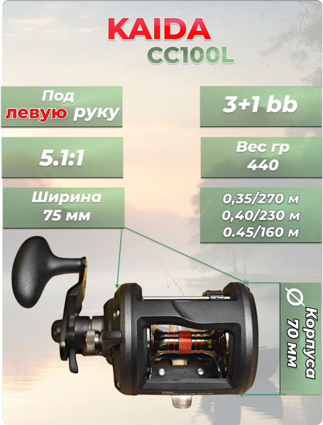 Катушка KAIDA TE40, Мультипликаторная, 1000, Передний фрикцион купить c доставкой на OZON по ...