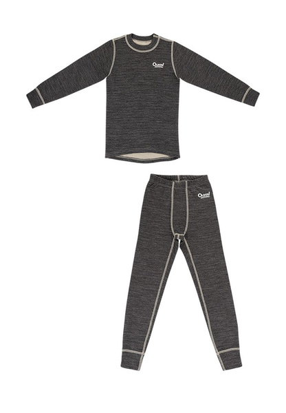 Комплект термобелья Мальчики OLDOS, размер 116 Зима Шерсть, Акрил темно-серый меланж, темно ...