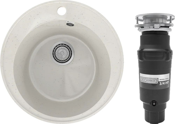 Комплект Мойка Practik PR-M 475-001 белый камень / Измельчитель Bone ...