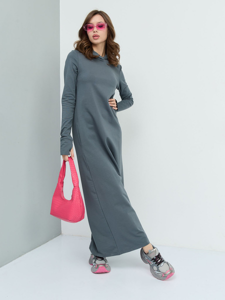 Платье Женский Ailuj серый графит, темно-серый платье-толстовка ...