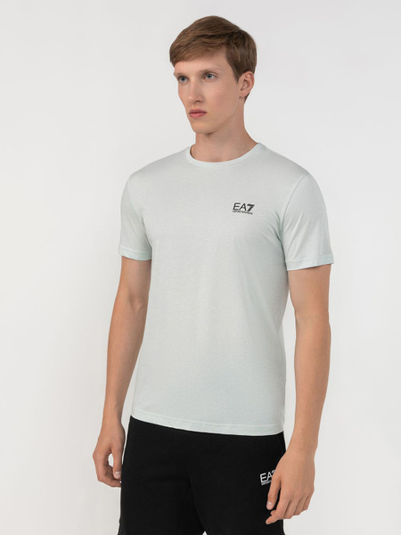 Футболка Мужской EA7 светло-серый, размер 50, 52 Хлопок Логотип Повседневный Камбоджа купить c ...