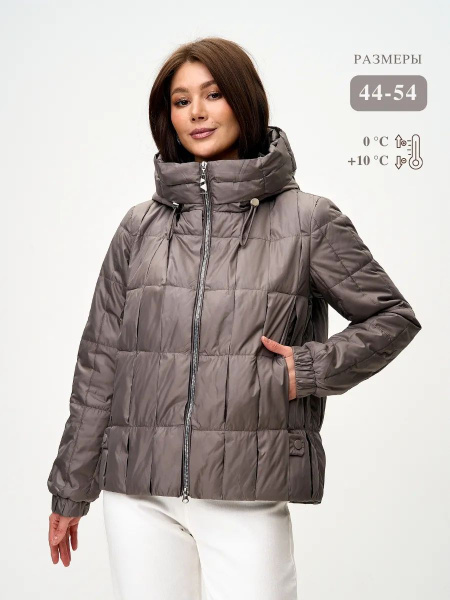 Куртка Женский RM Shopping коричневый Полиэстер, размер 44 Средний Демисезон прямой Синтепон ...