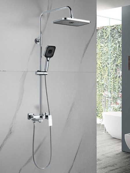 Душевая система с тропическим душем Shevanik S9636, хром купить на OZON по низкой цене (1781296225)