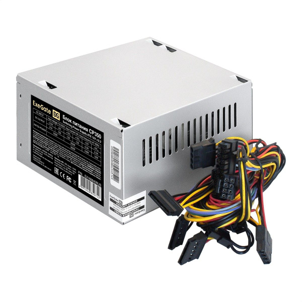 Exegate EX169945RUS / 251754 Блок питания 350W ATX-CP350 OEM, 8cm fan, 24+4pin, 3*SATA, 1*FDD, 2 ...