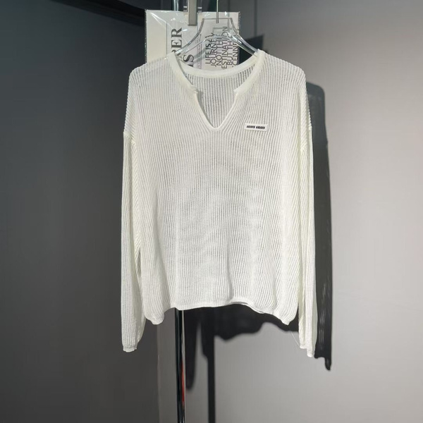 Футболка Женский Miu Miu белый Длинный размер 42 Натуральный шелк