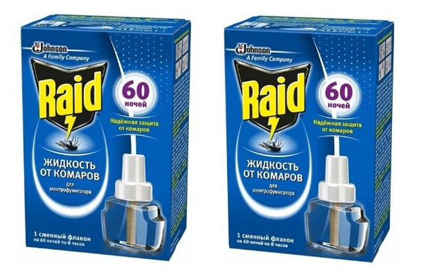 Raid Жидкость от комаров для электрофумигатора 60 ночей, 2 шт купить на OZON по низкой цене ...