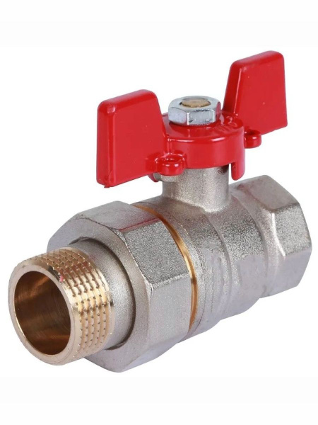 Шаровой кран-бабочка 3/4"Vn/HP с ручкой-бабочкой, внутренний и наружный проволочные шарики из ...