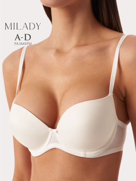 Бюстгальтер Женский MILADY пуш-ап, на косточках, размер 85A слоновая кость Полиамид, Эластан ...