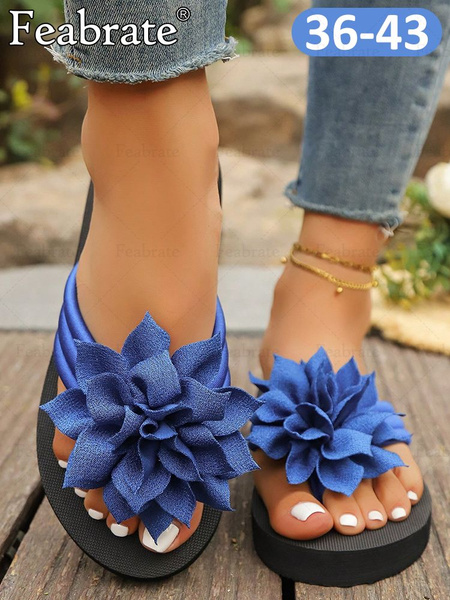 Сланцы Женский Feabrate, размер 38 EVA Толстая подошва, Круглый нос R (средняя) Без застёжки ...