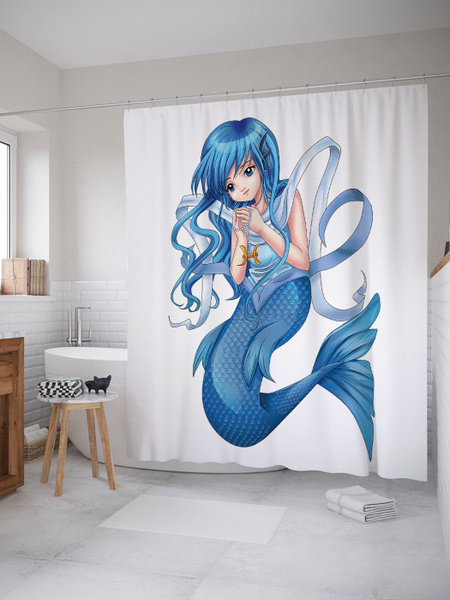 Штора для ванной 200x180 см JoyArty девушка, леди, портрет, изображение, образ, черты, этнос ...