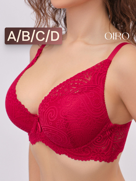 Бюстгальтер Женский OIRO, размер 95C красный Полиамид, Эластан Повседневный Китай Крючки ...