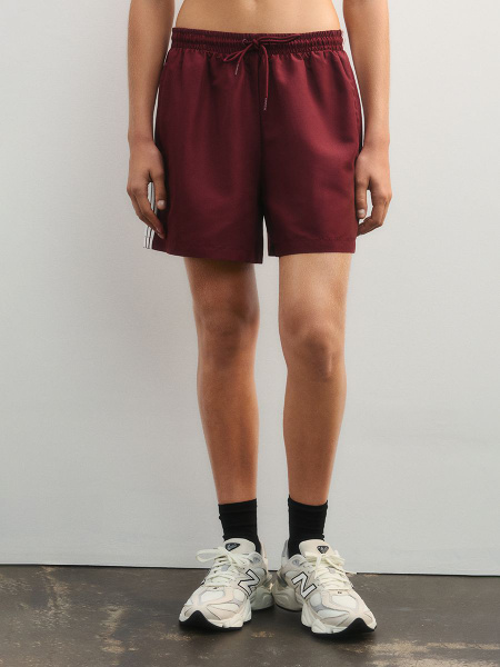 Велосипедки Женский Befree Спортивный бордовый, размер 46 Плащевка, рост 170 Шнуровка Лампасы ...