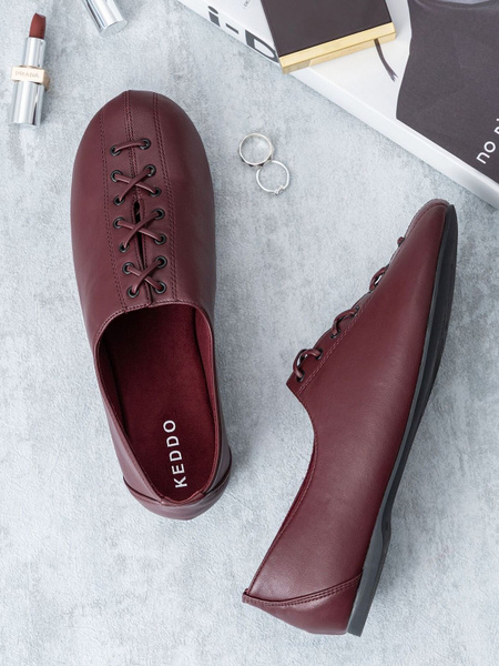 Туфли Женский Keddo Искусственная кожа, размер 38 Без каблука 6 Великобритания Шнурки Закрытый ...