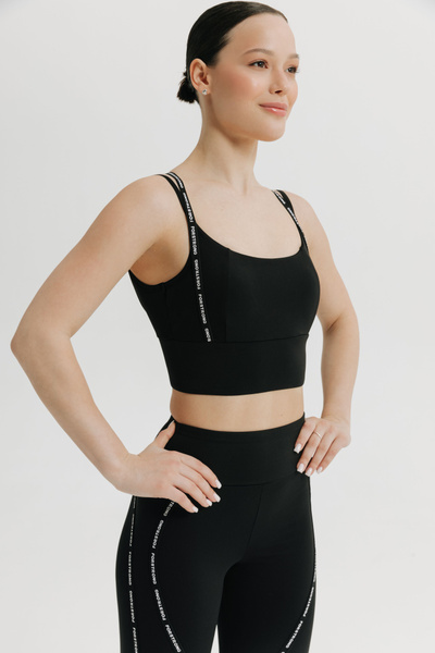 Топ Женский FORSTRONG черный, размер 40, 42 Трикотаж Бретельки Спортивный Бег, Гимнастика ...