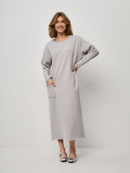 Платье Женский Ailuj серый, светло-серый прямое Офисный/школьный ...