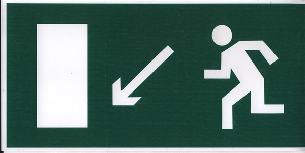 Эвакуационный знак Е08 Направление к эвакуационному выходу налево вниз купить с доставкой по