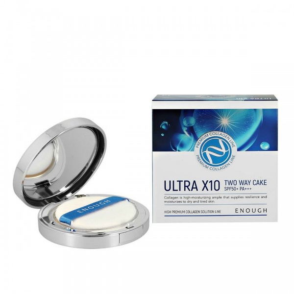 Пудра для лица Enough Ultra X10 Two Way Cake SPF50+ PA+++, со сменным ...