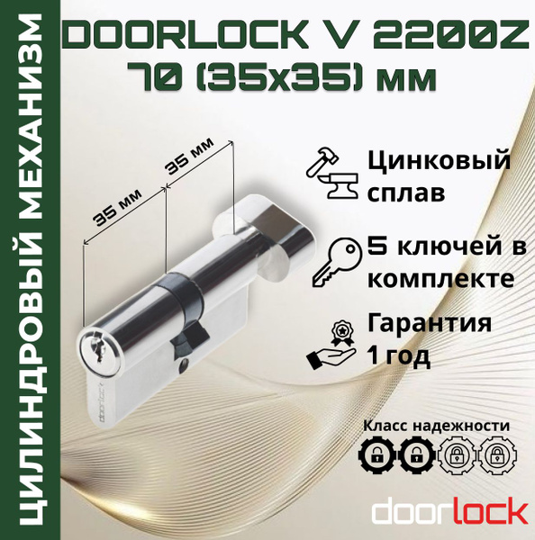 Цилиндровый механизм 70 мм с вертушкой (личинка для замка 35x35мм ...