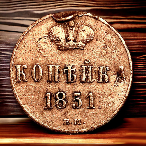 Монета Российской Империи Копейка 1851 года, ЕМ. Николай I - купить в интернет-магазине OZON с ...